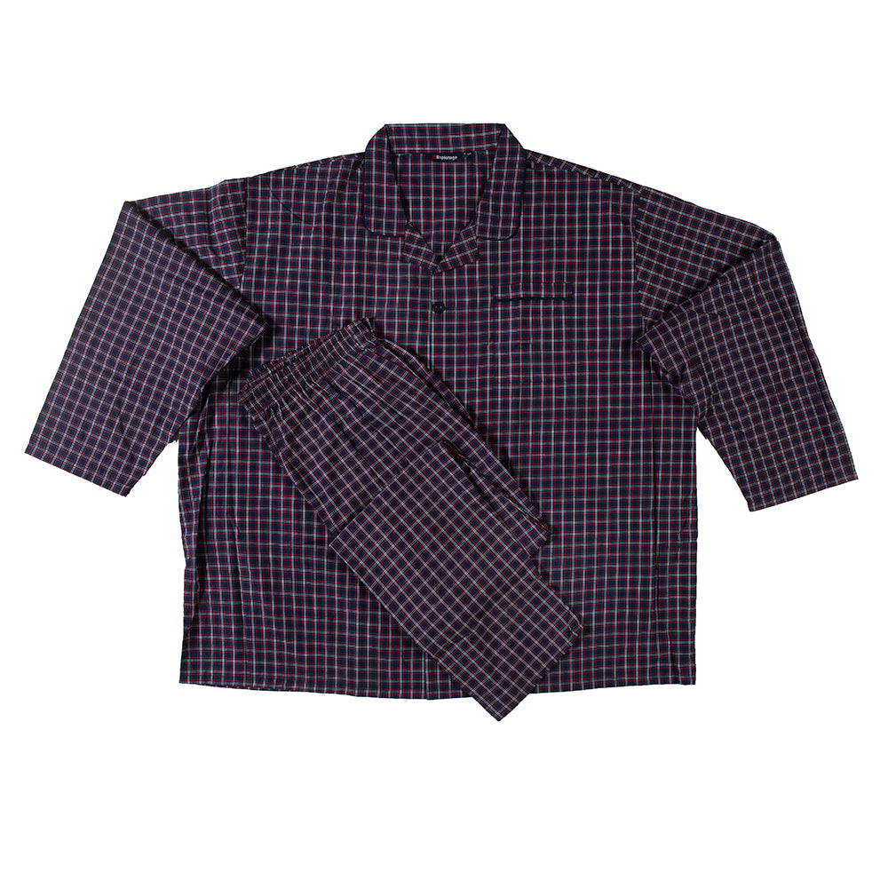 Espionage Men's Plus Size Navy and Red Check Pyjamas Big and Tall ...